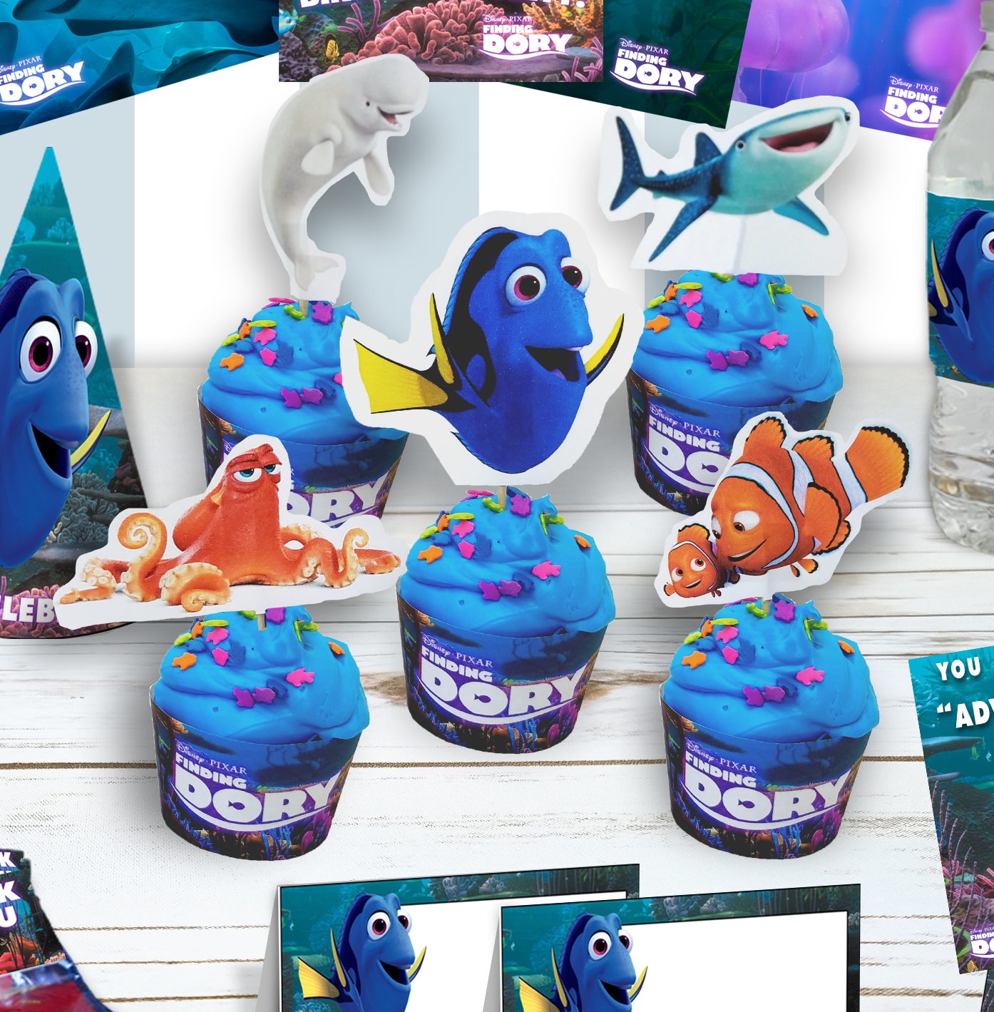 FREE FINDING CUPCAKE TOPPERS & DECORATIONS #FINDINGDORY | Mrs. Kathy ...