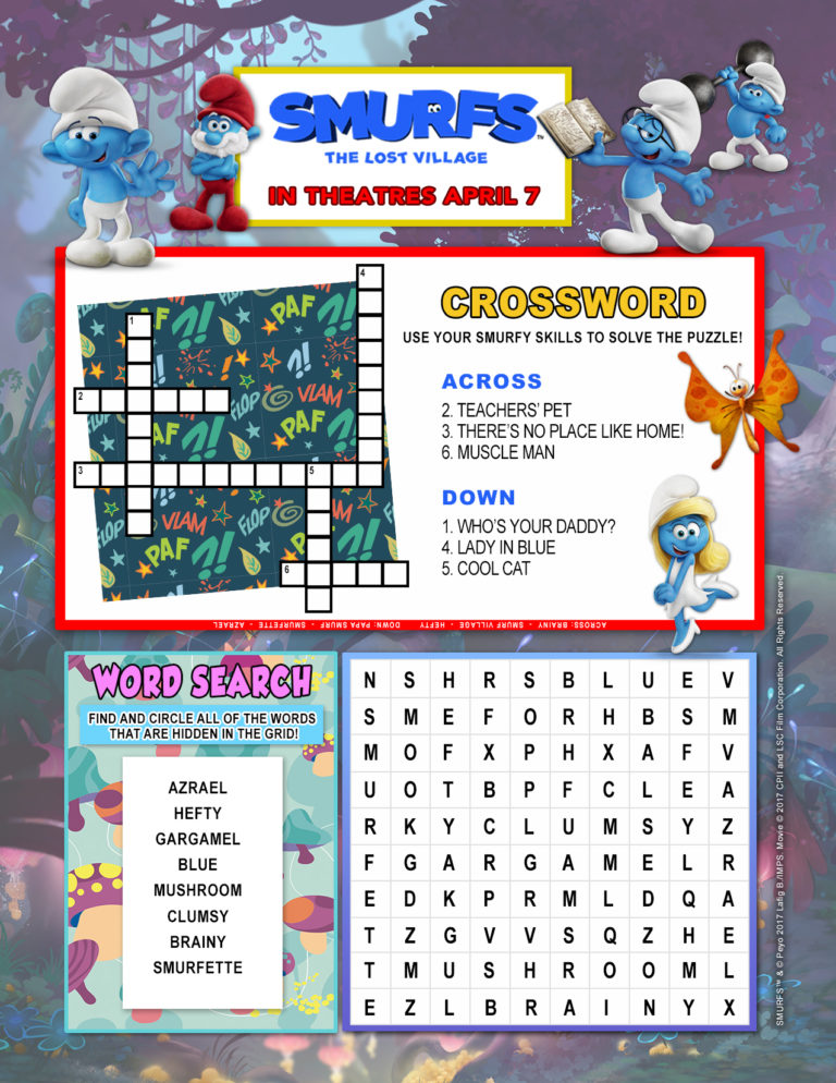 FREE SMURFS: THE LOST VILLAGE PRINTABLE ACTIVITIES | Mrs. Kathy King ...
