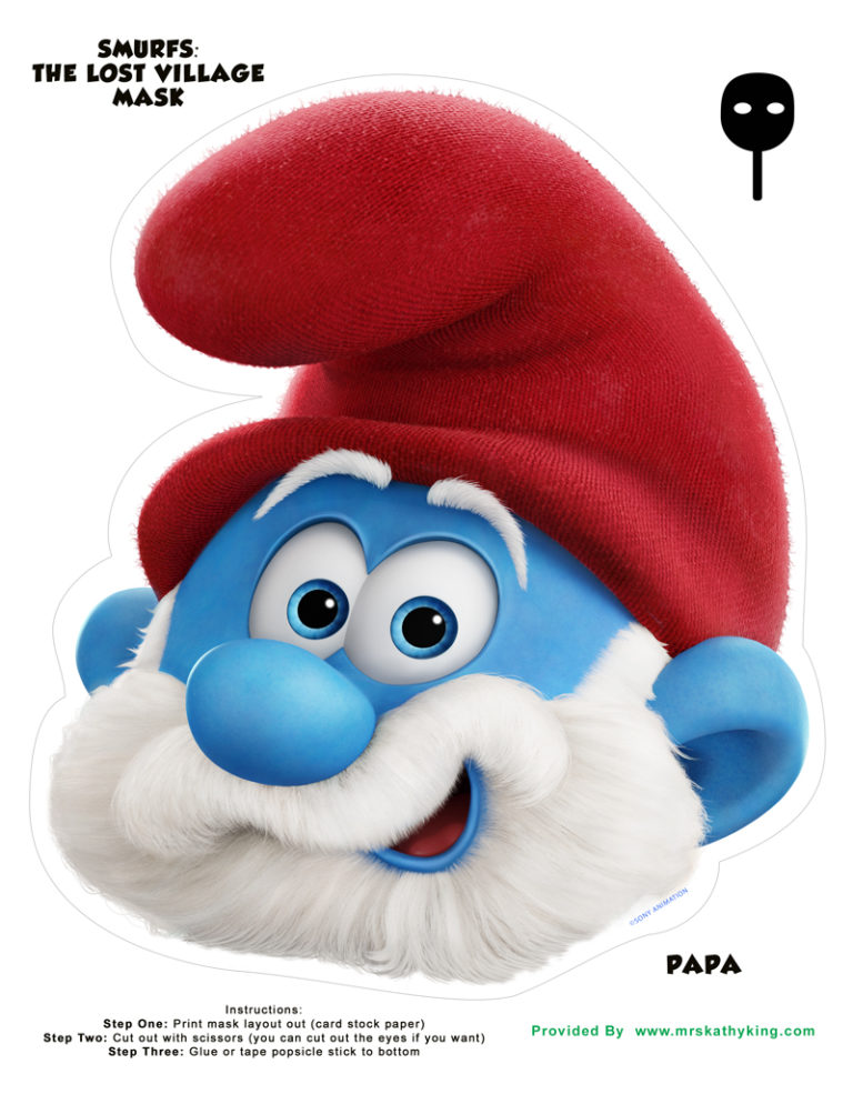 8 Free Printable Smurfs: The Lost Village Mask for Kids | Mrs. Kathy ...