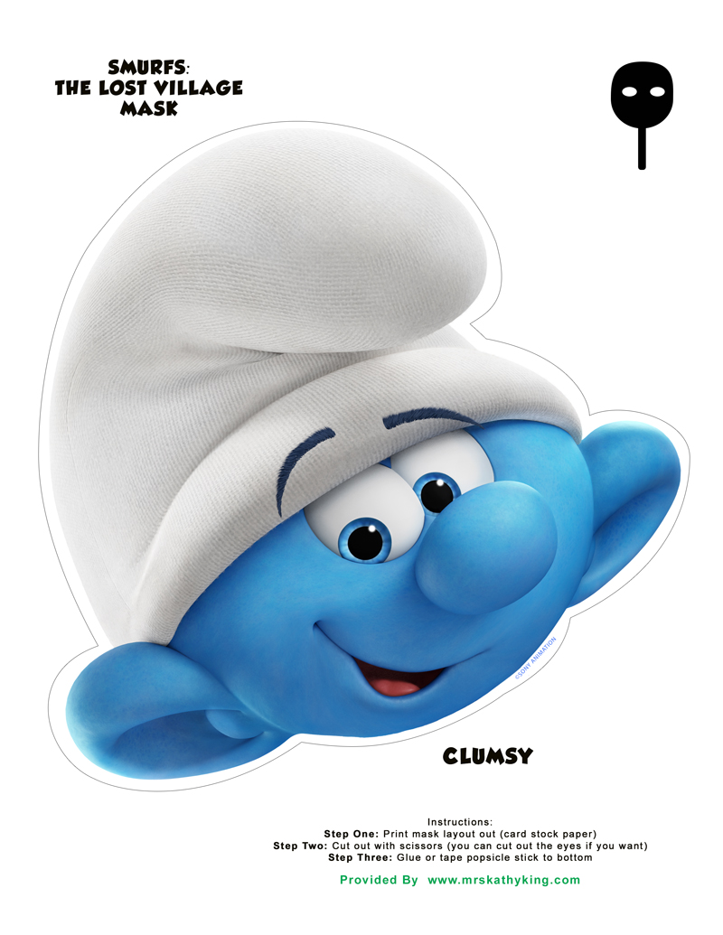 8 Free Printable Smurfs: The Lost Village Mask for Kids | Mrs. Kathy ...