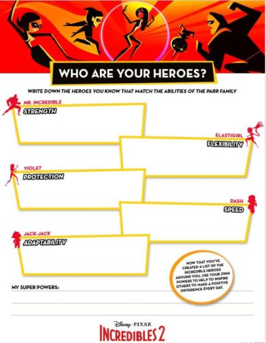 “INCREDIBLES 2” Printable Activity Sheets | Mrs. Kathy King CEO of ...