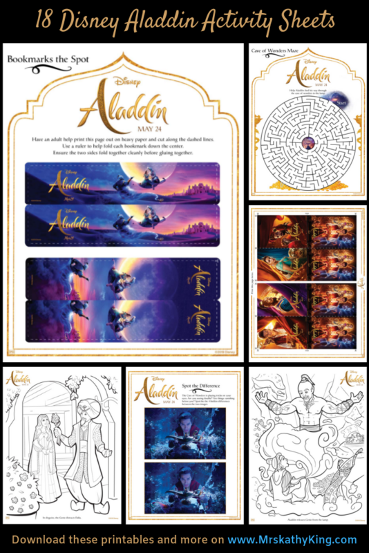 18 Printable Disney Aladdin Activity Sheets | Mrs. Kathy King CEO of ...