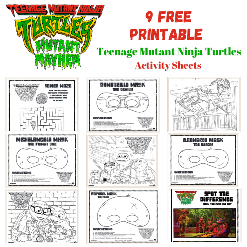 9 Free TEENAGE MUTANT NINJA TURTLES: MUTANT MAYHEM Printable Activity ...